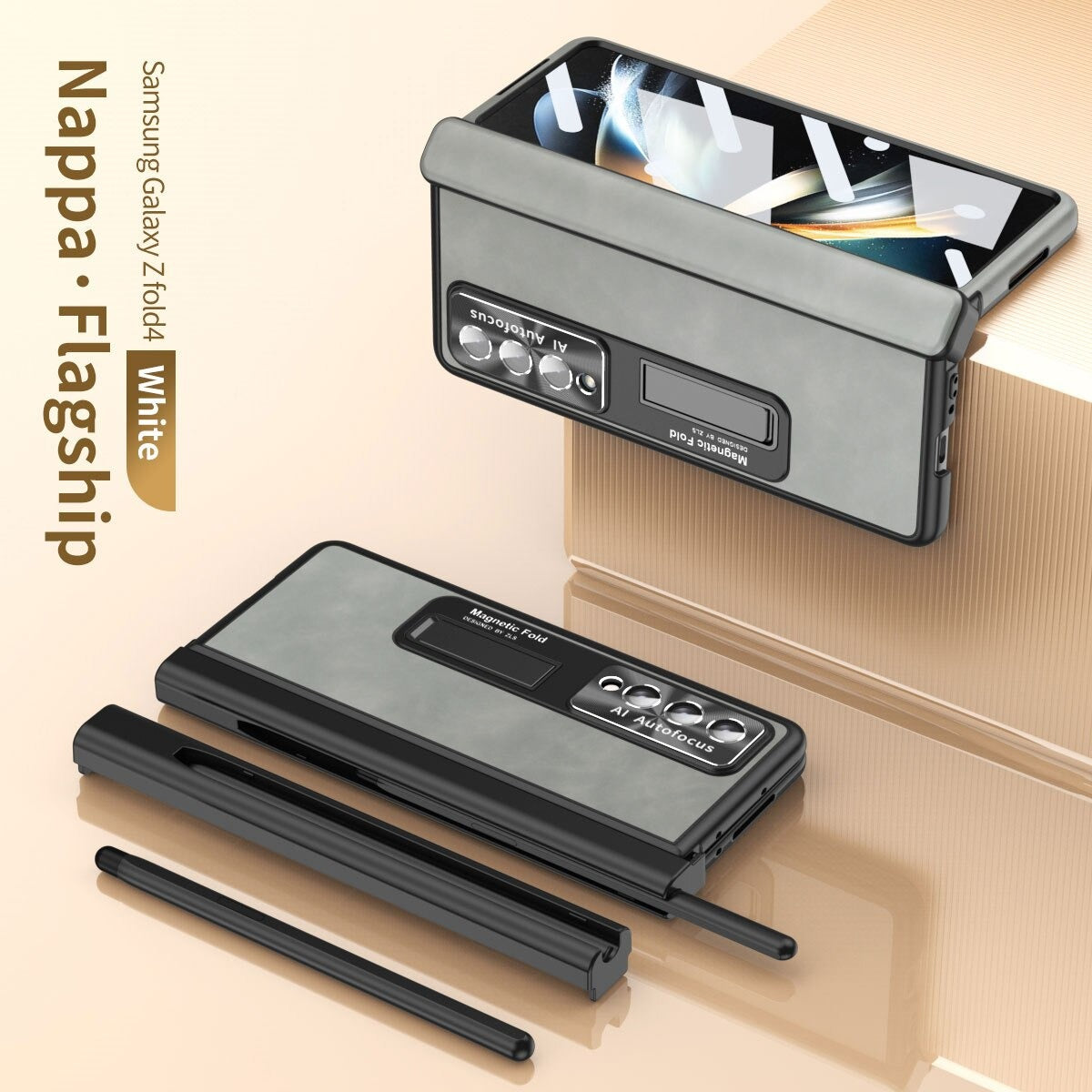 Luxury 2 Hinge Plating Leather Hiding Bracket Case – casestadium